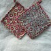 Set of Chenille Pot Holders, 2 Chenille Hot Pads, Red & Lime Green, W ...