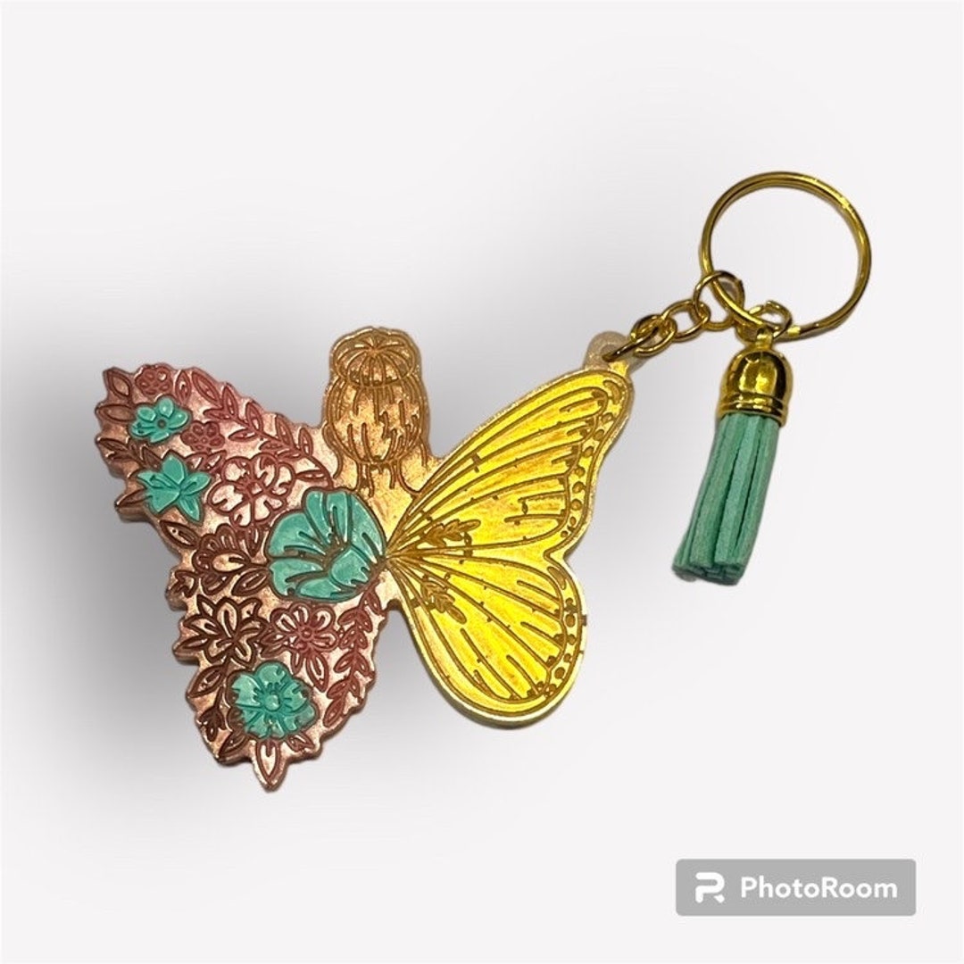 Gorgeous Colorful Butterfly Keychain With Tassel and Beads - Etsy