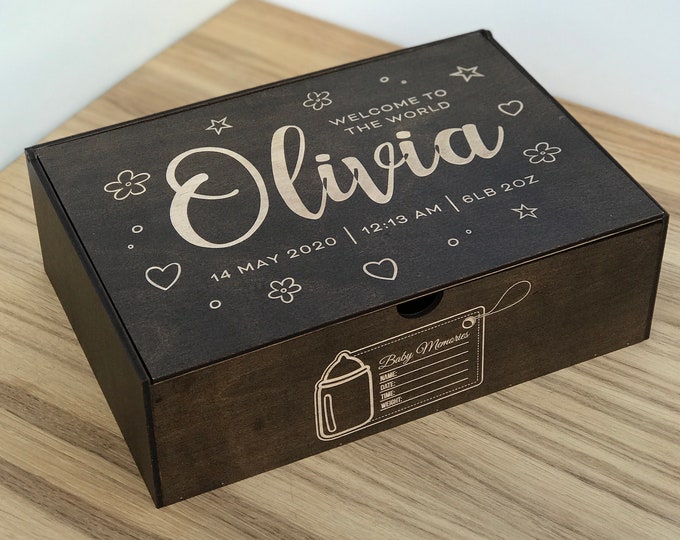 Personalized Baby Keepsake Box for Baby Girl and Baby Boy | Etsy