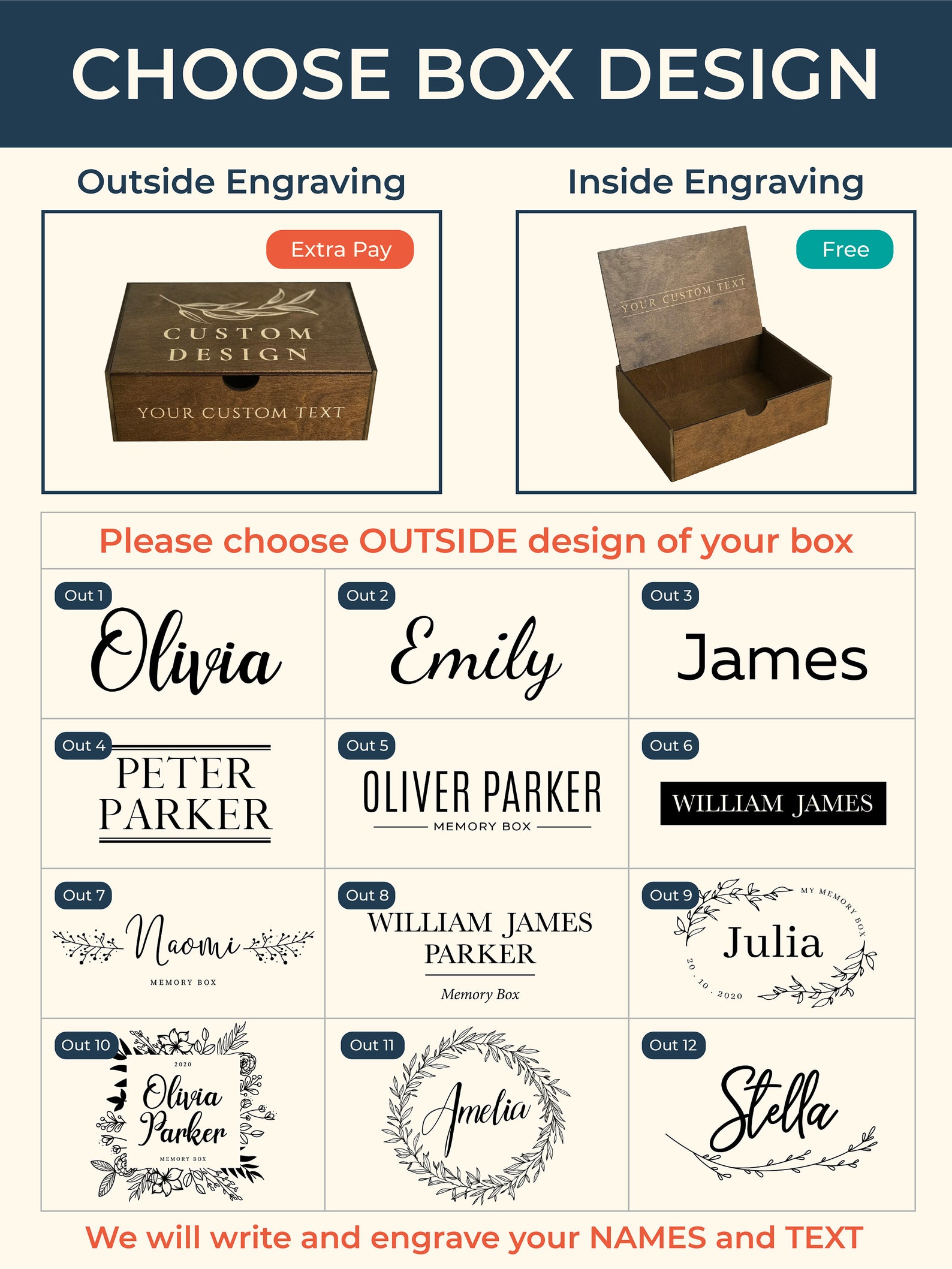 Personalized wooden name box for memories keepsake original | Etsy