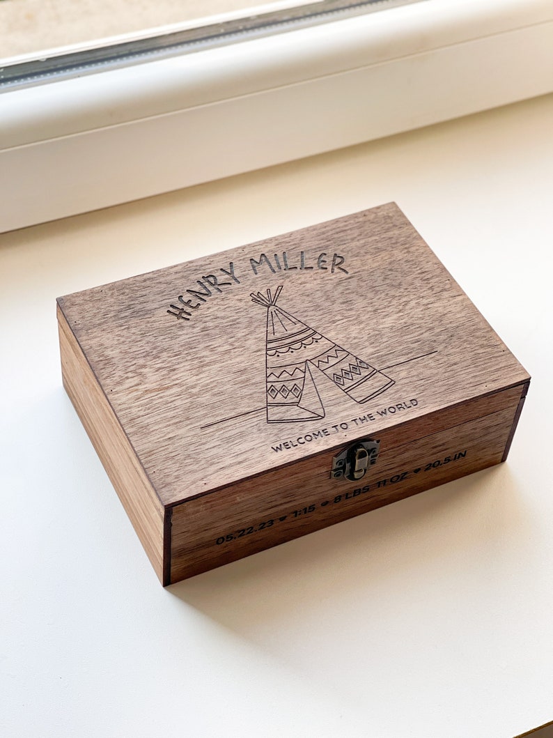 Baby Keepsake Memory Wooden Personalized Custom Wood Box With Name ...