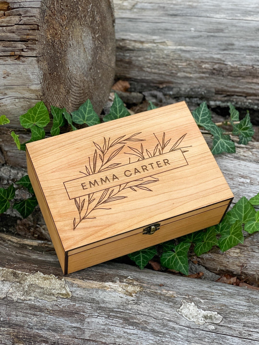 Personalized Wooden Name Box for Memories, Keepsake Christmas Gift ...