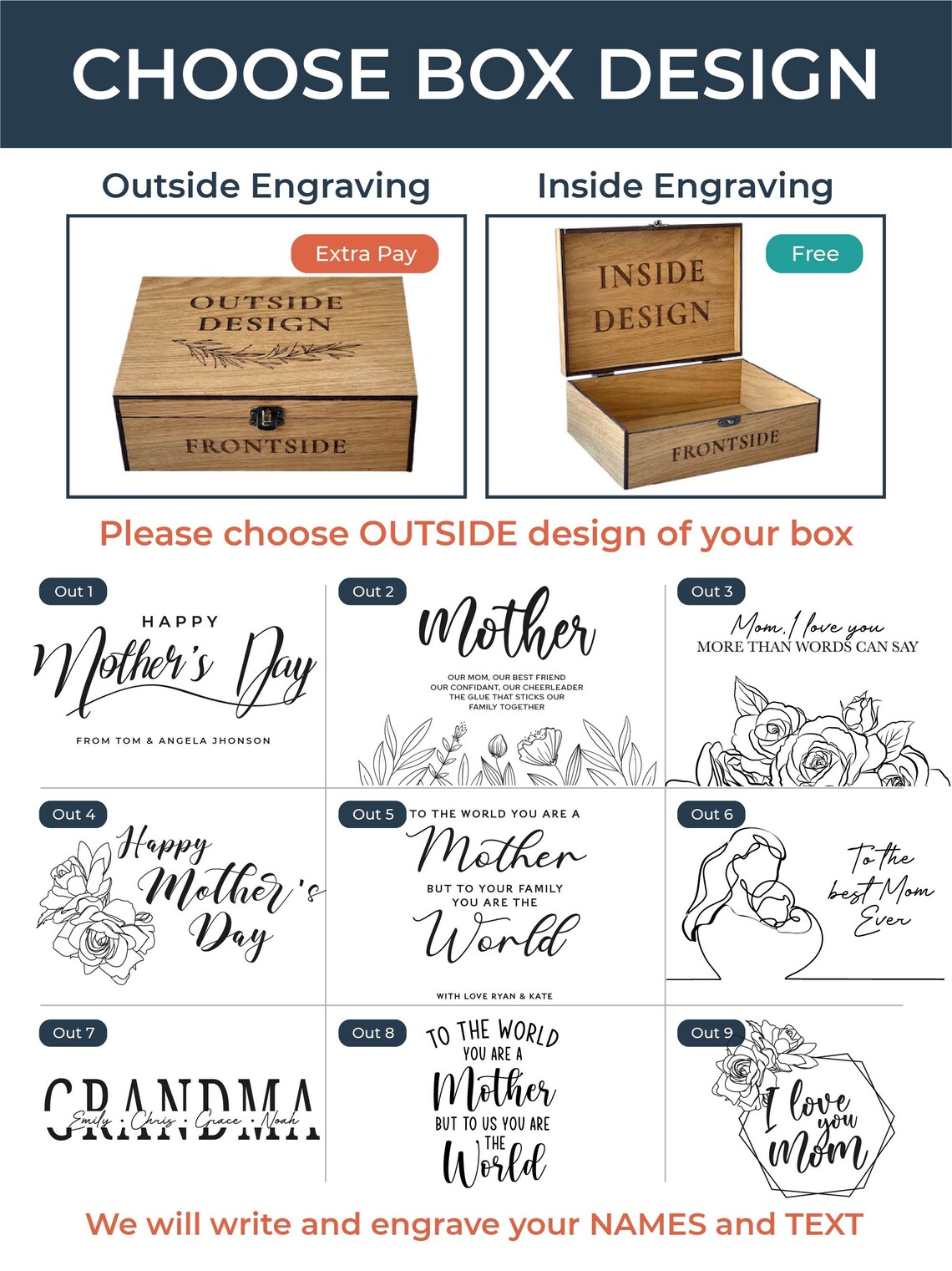 Personalized, Memory, Wooden, Keepsake Box - Mothers Day Gift for Mom ...