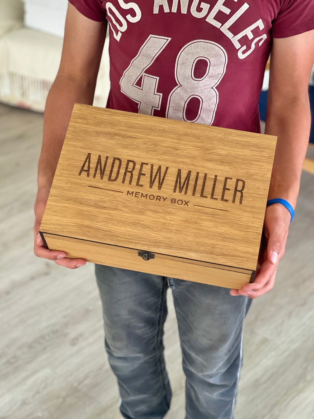 Personalized Wooden Name Box for Memories, Keepsake Christmas Gift ...