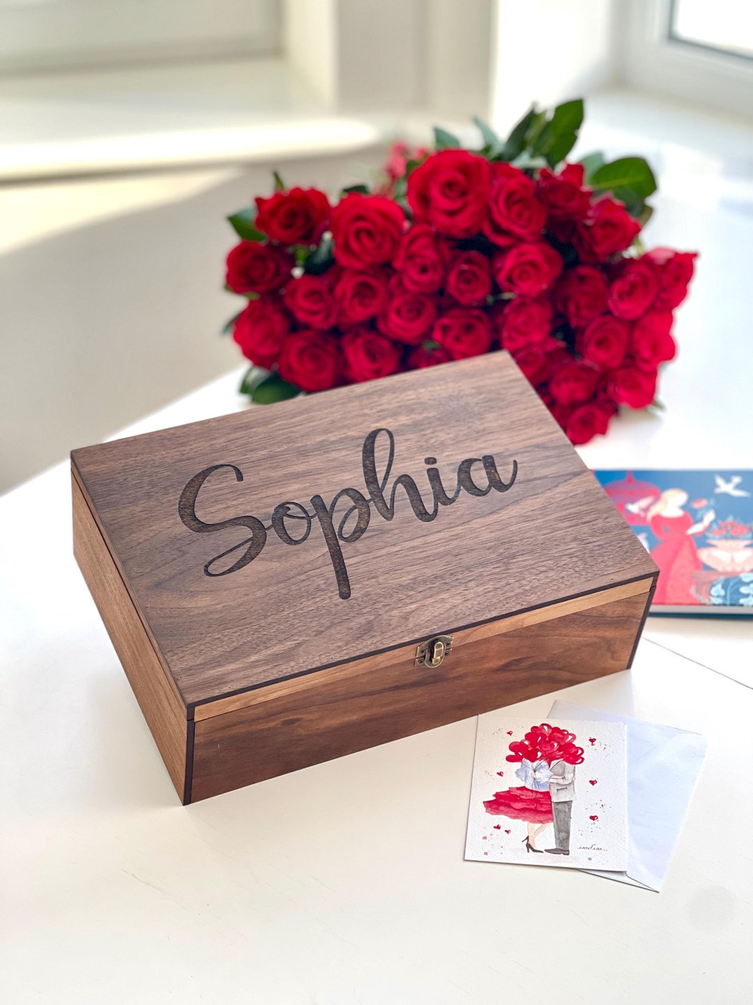 Personalized Memory Wooden, Keepsake Gift Box Valentine Christmas Day ...