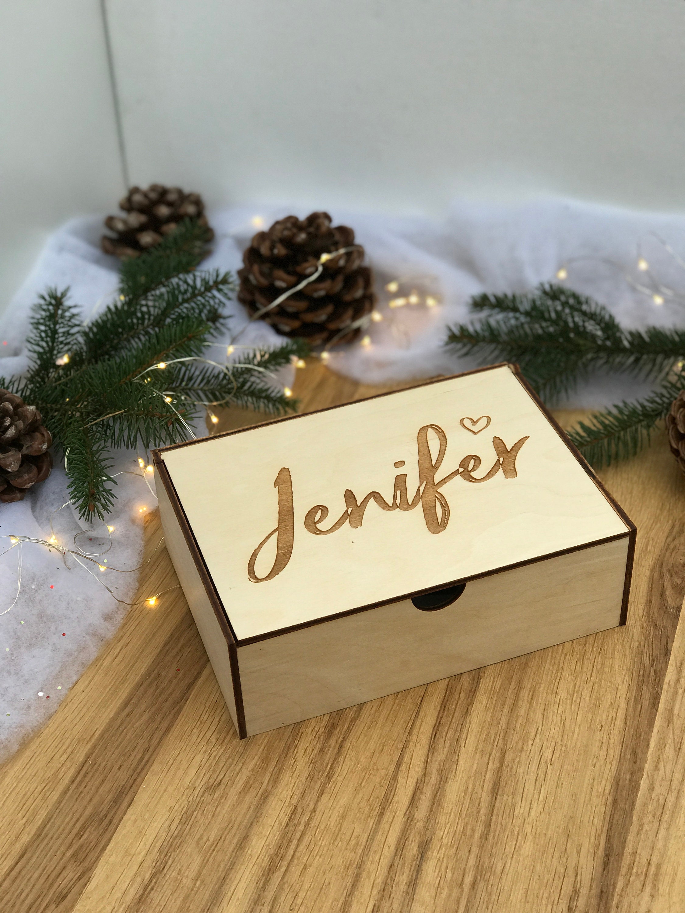 Personalized memory wooden name box for keepsake is a good | Etsy