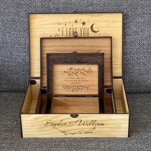 Personalized Memory, Wooden, Wedding Keepsake Box Anniversary Couple ...