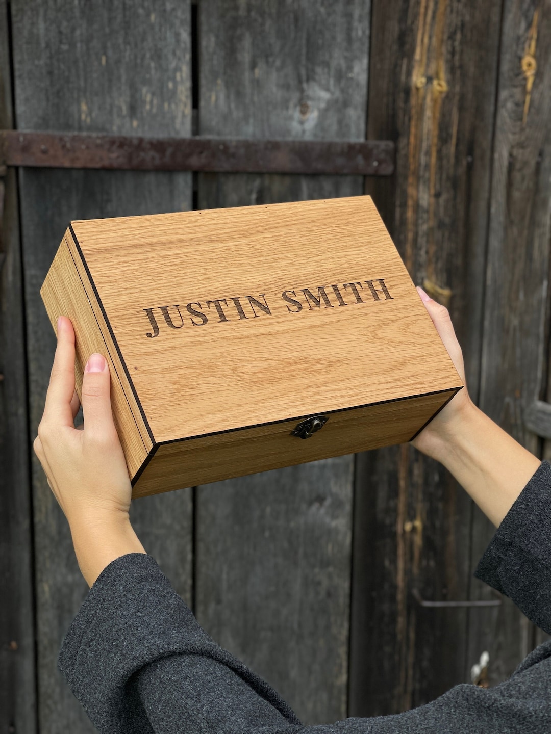 Personalized Wooden Name Box for Memories, Keepsake Christmas Gift ...