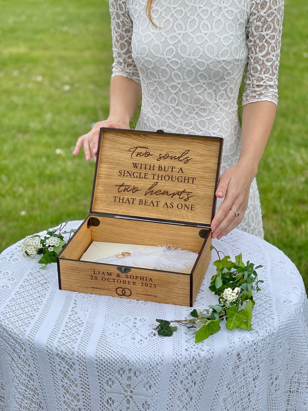 Personalized Wedding Wooden Memory Keepsake Card Box - Gift for Him ...