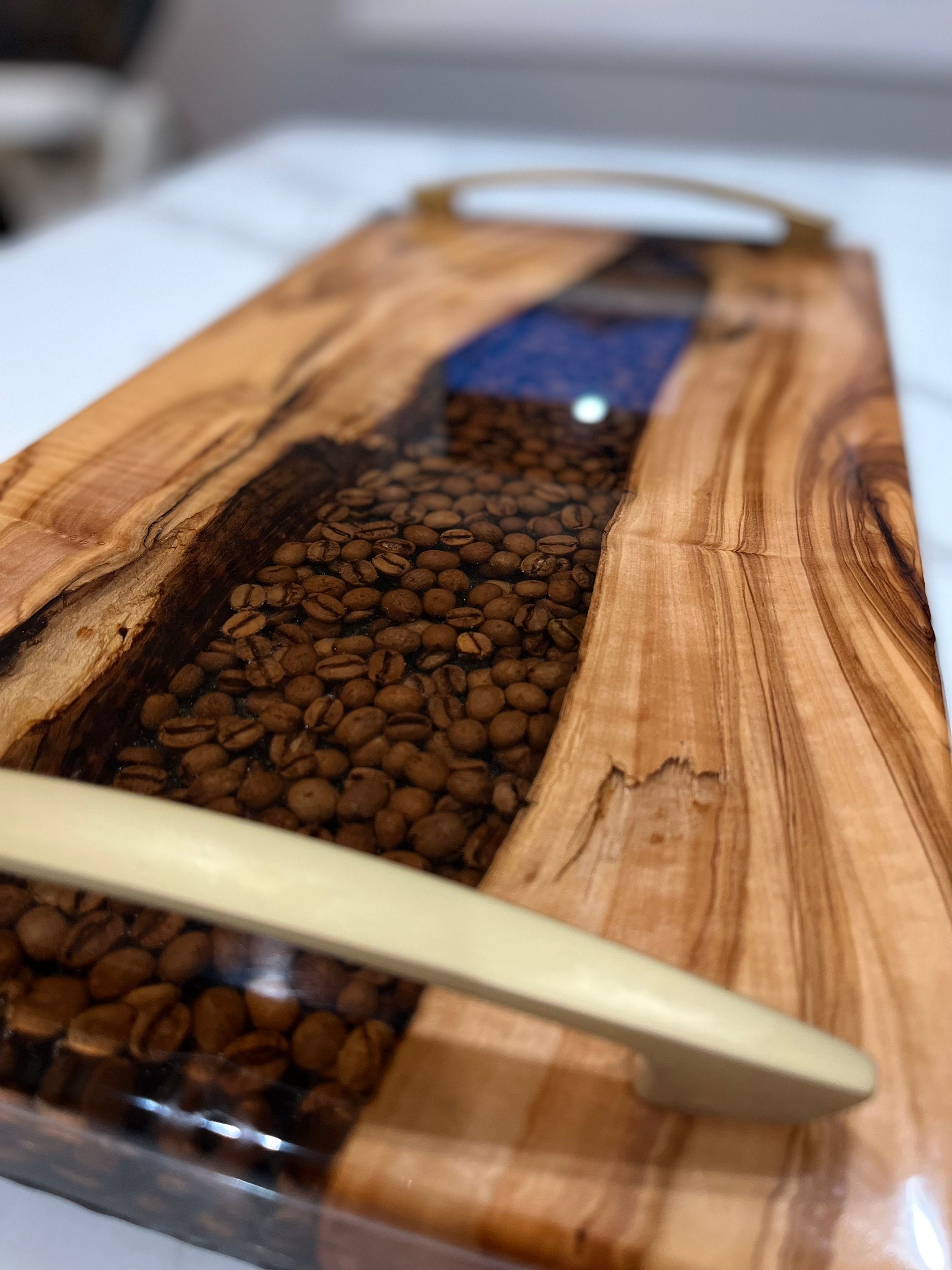 Olive Wood Coffee Bean Tray - Etsy