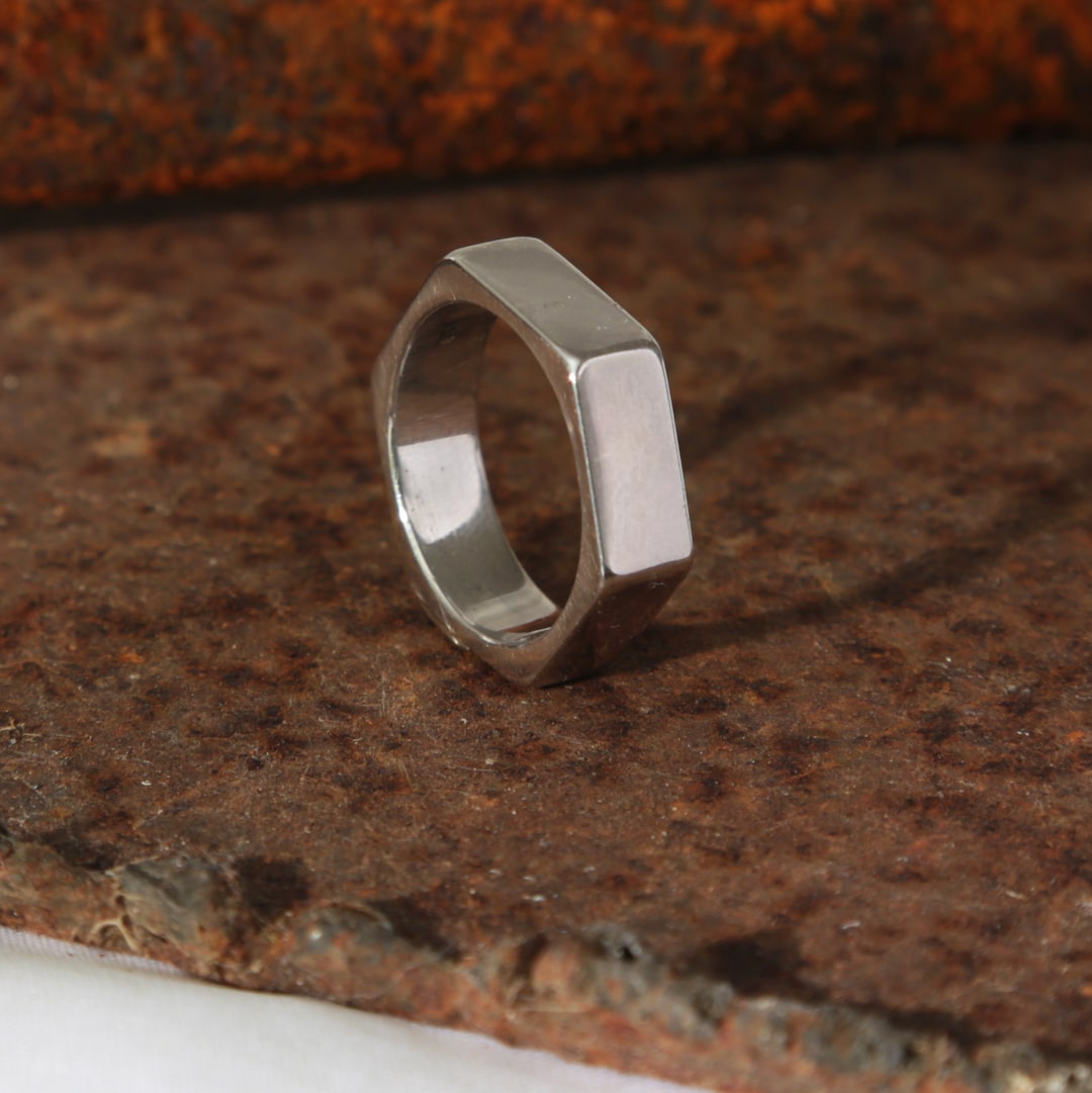 Masculine Finger Ring "hexagon", in 935 Silver, in Width 60, - Etsy