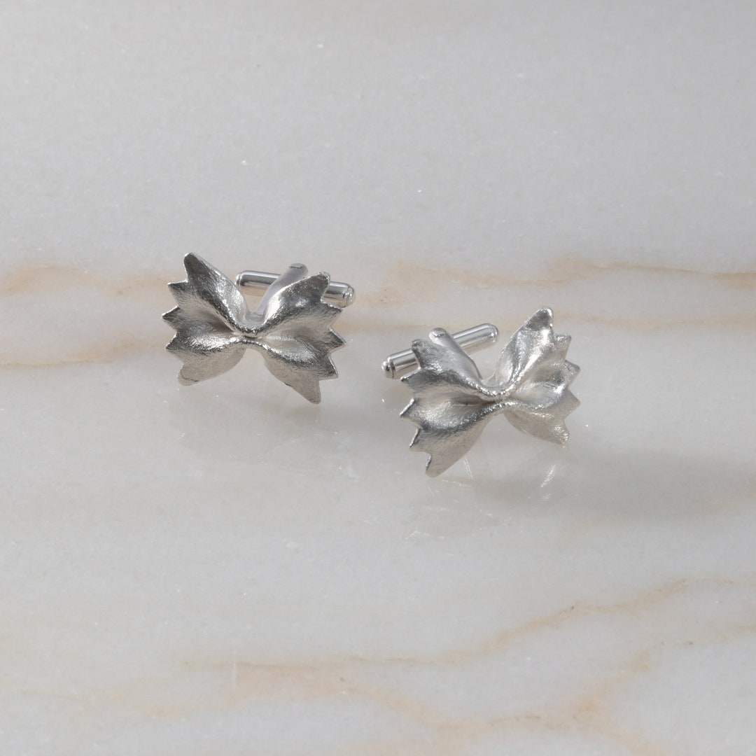 Funny Cufflinks farfalle in Solid 925 Silver, for Pasta Lovers the ...