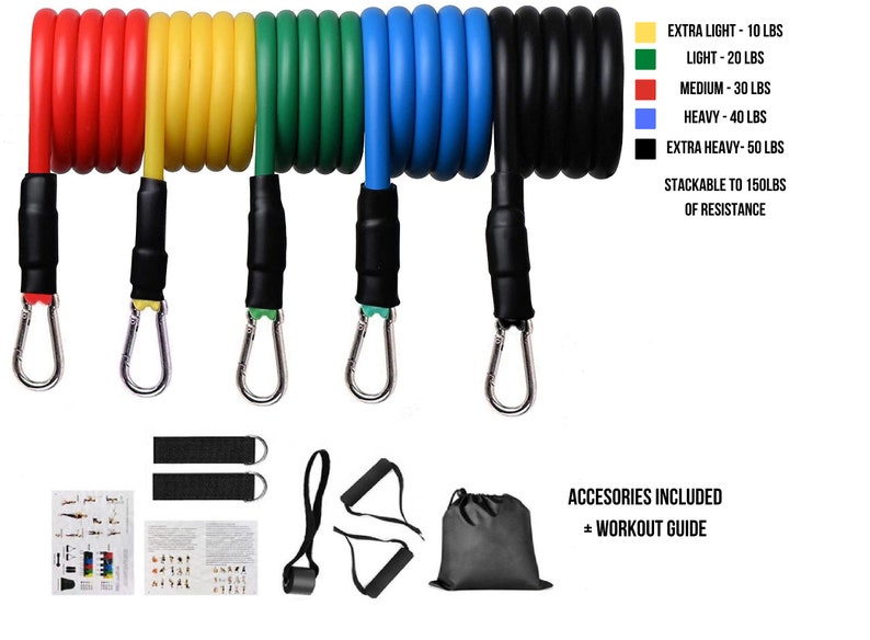 STRIVE Premium Resistance Bands Set (11pcs), Exercise Bands for ...