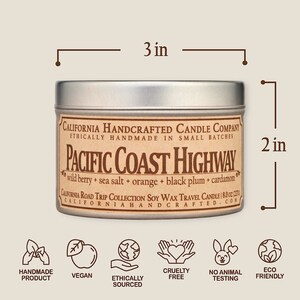 Pacific Coast Highway Soy Wax Travel Candle Wild Berry Sea Salt Orange ...