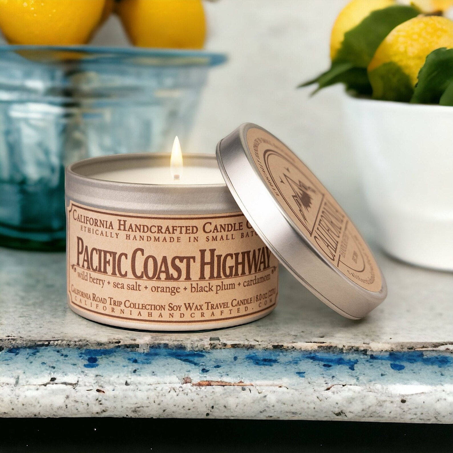 Pacific Coast Highway Soy Wax Travel Candle Wild Berry Sea Salt Orange ...