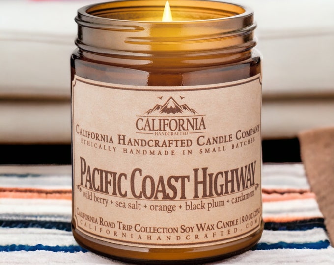 Pacific Coast Highway Soy Wax Amber Jar Candle | Wild Berry + Sea Salt ...