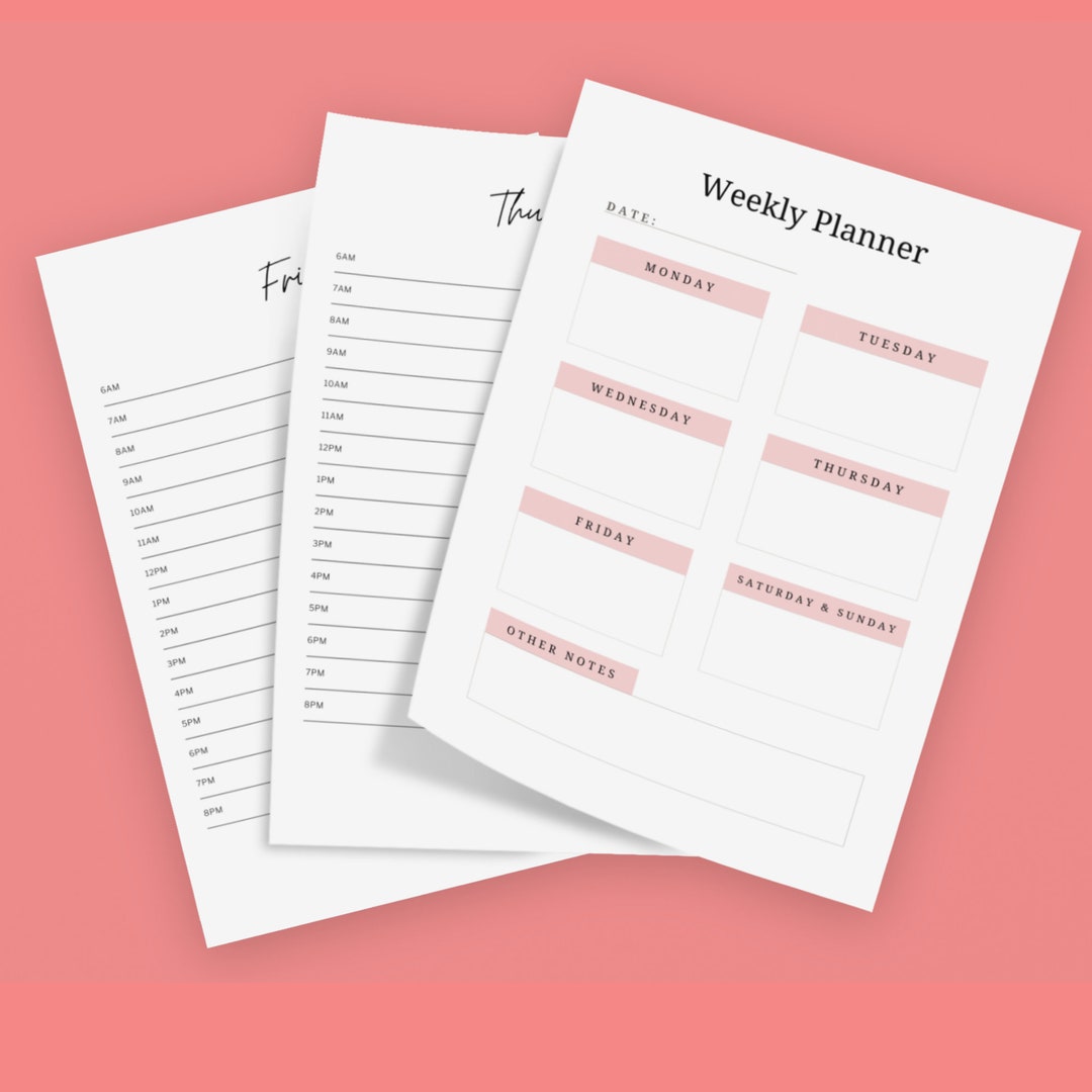 Weekly Printable Planner for Moms! Sunday Monday Start, Weekly Planner ...