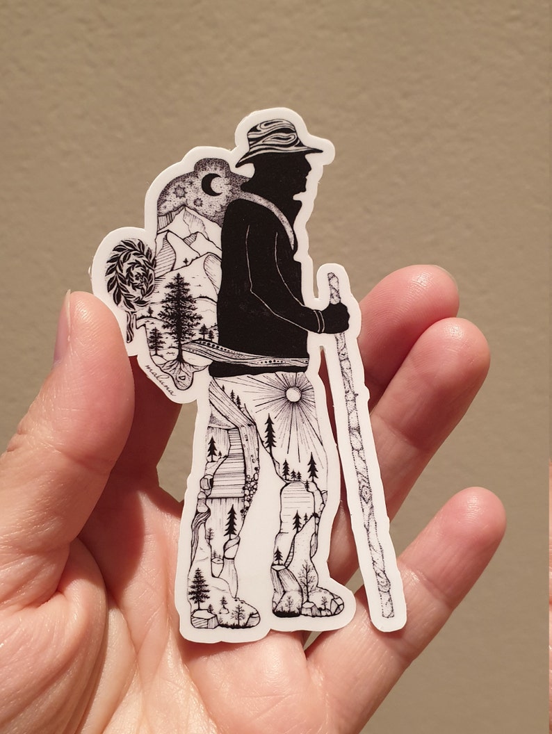 Wanderer Sticker Vinyl Sticker Hand Drawn Durable Black White | Etsy