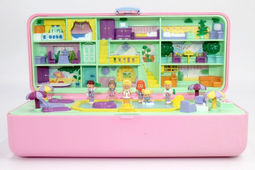 1989 Polly Pocket Pool Party - 100% COMPLETE Vintage Bluebird Tiny Doll ...