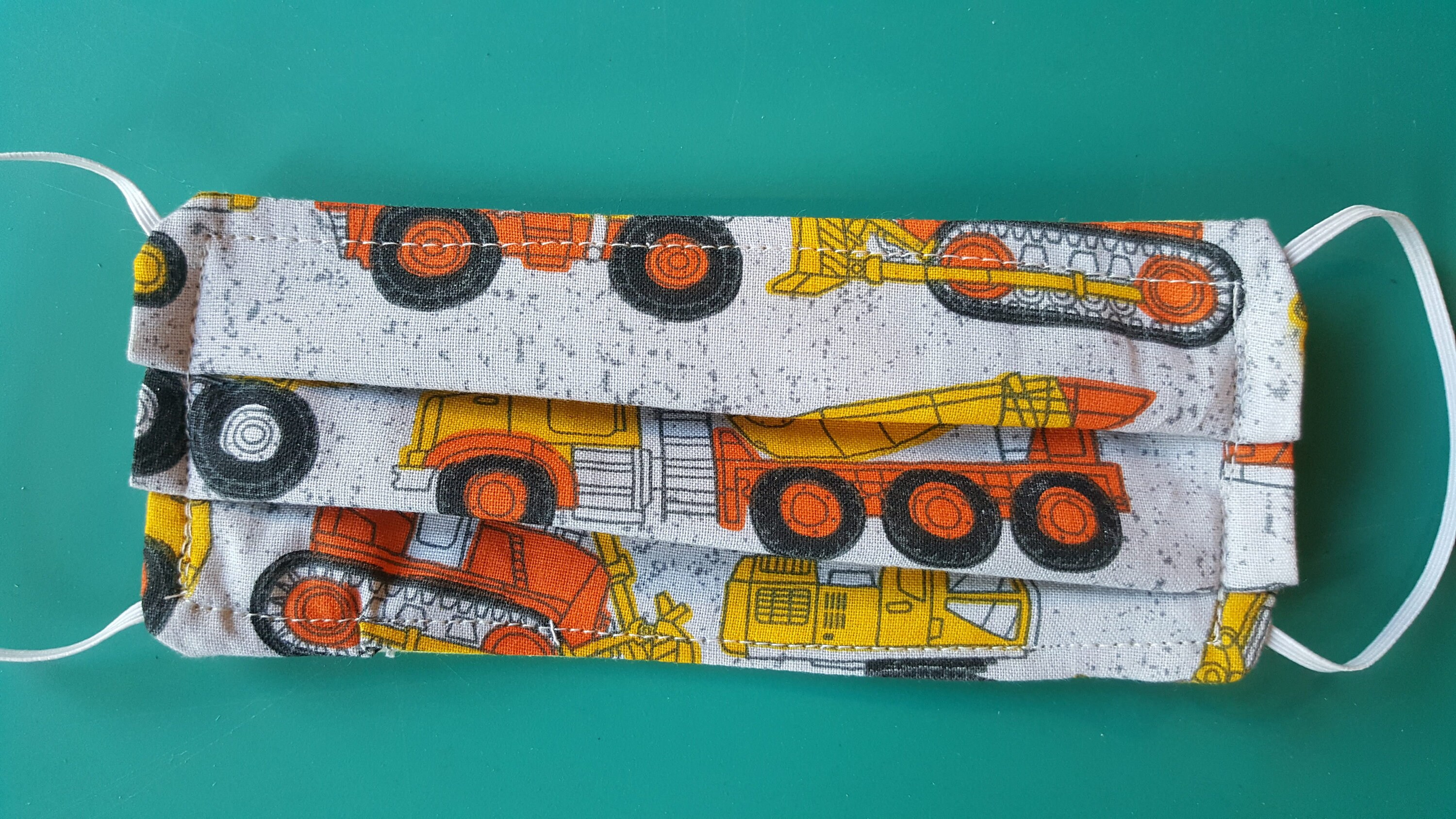 Child Reversible Construction Trucks Pleated Face Mask W | Etsy