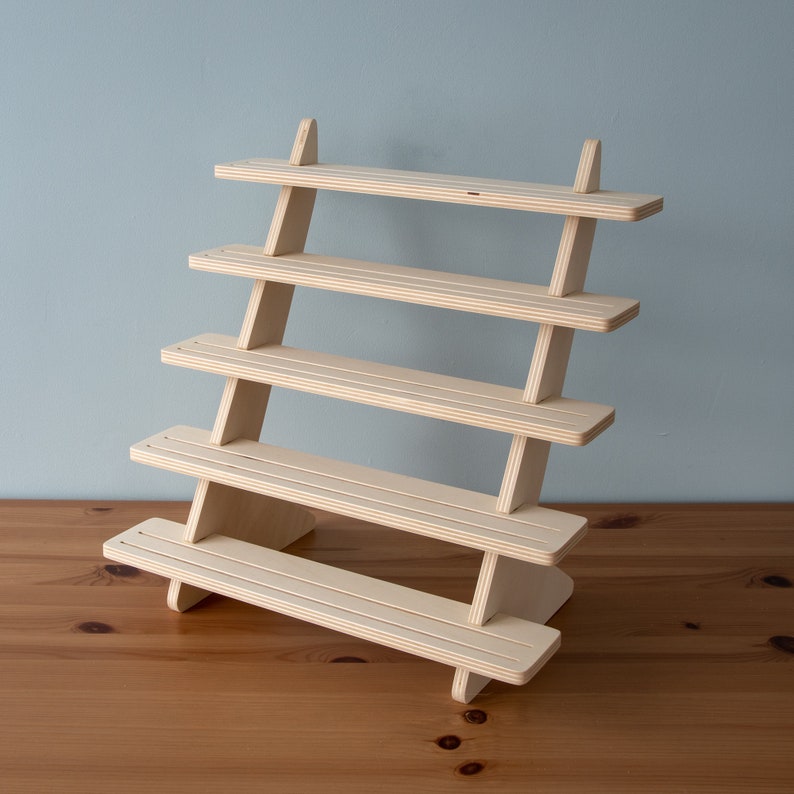Space Saving 5 Tiered Display Stand With Reversible Grooved Shelving ...