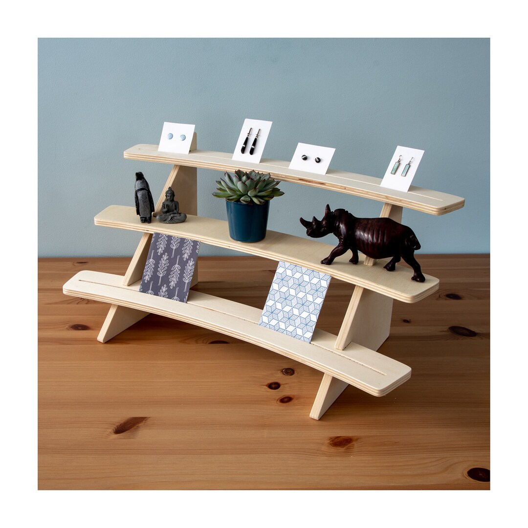 Concave Display Shelf With 3 Tier Stand for Memorabilia, Collectables ...