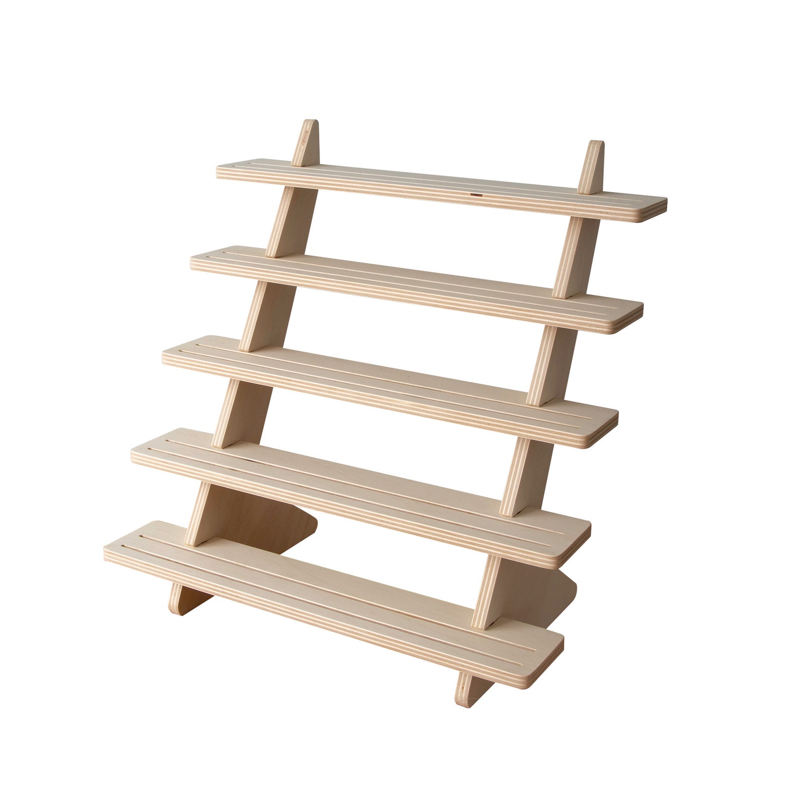 Space Saving 5 Tiered Display Stand With Reversible Grooved Shelving ...