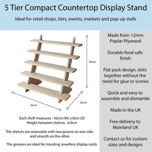 Space Saving 5 Tiered Display Stand With Reversible Grooved Shelving ...