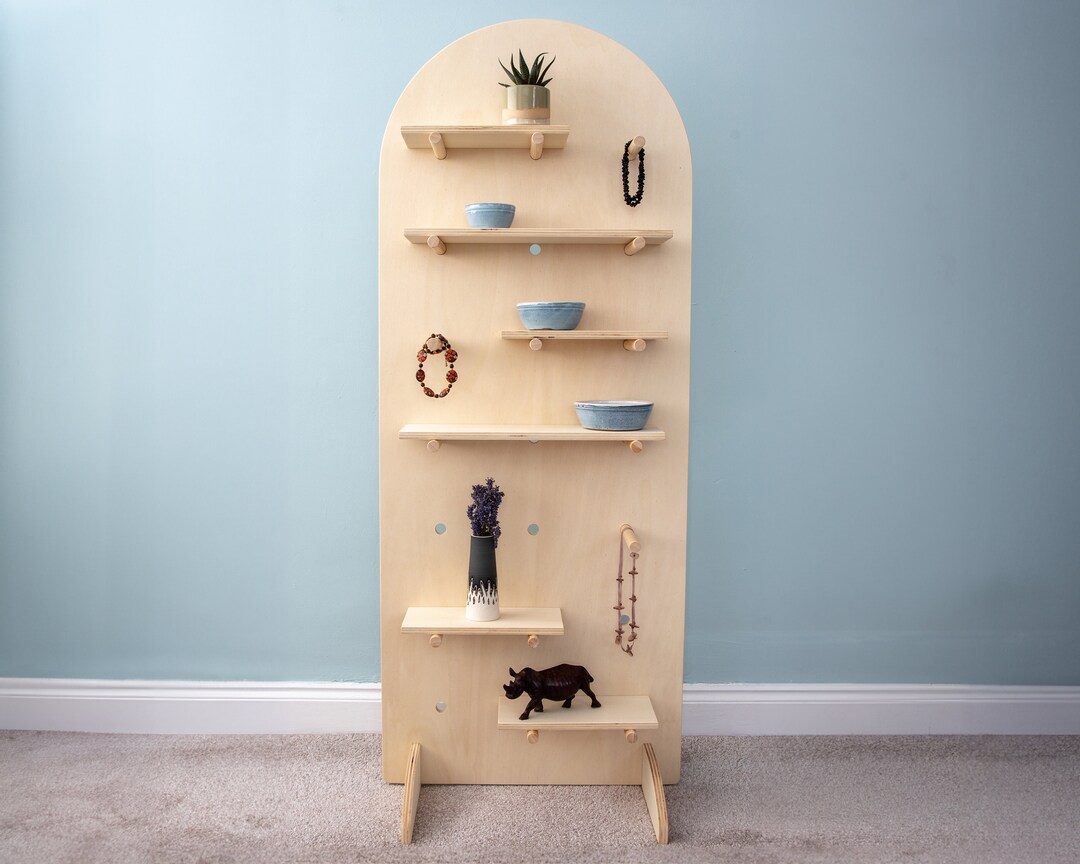 Tall Curved Top Pegboard With Shelving, Retail Free-standing Pegboards ...