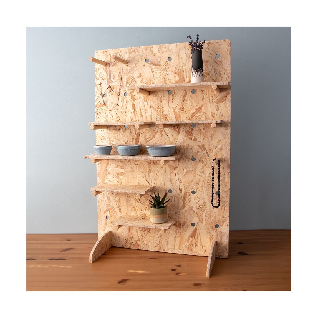 Tabletop OSB Pegboard, Square in Shape and Freestanding With Feet ...