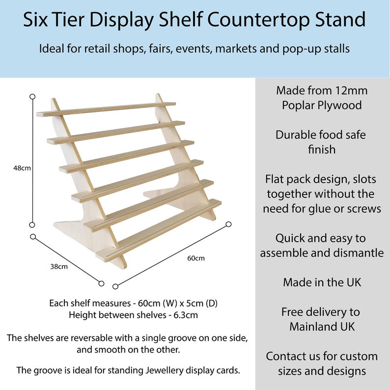 6 Tier Display Shelf Stand With Grooves for Crafts Shows and - Etsy UK