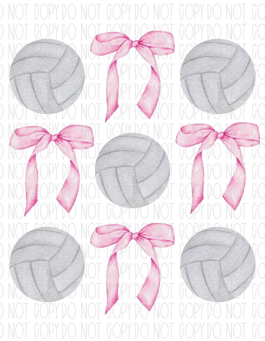Volleyball Coquette Collage, Pink, Watercolor Bow Volleyball, Preppy ...