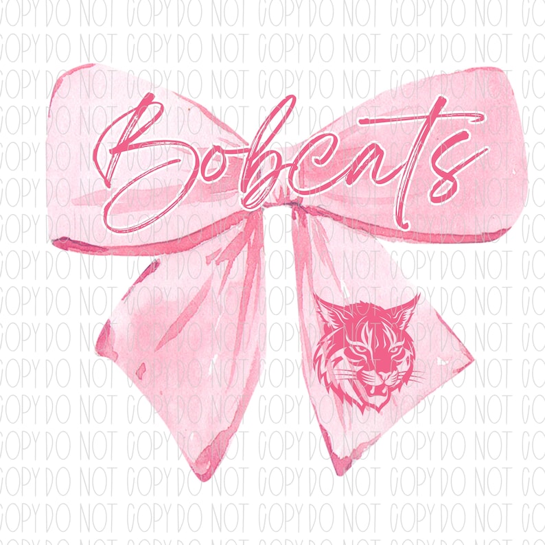 Bobcats Pink Mascot, Pink Coquette Bow, Watercolor, Preppy, Png ...