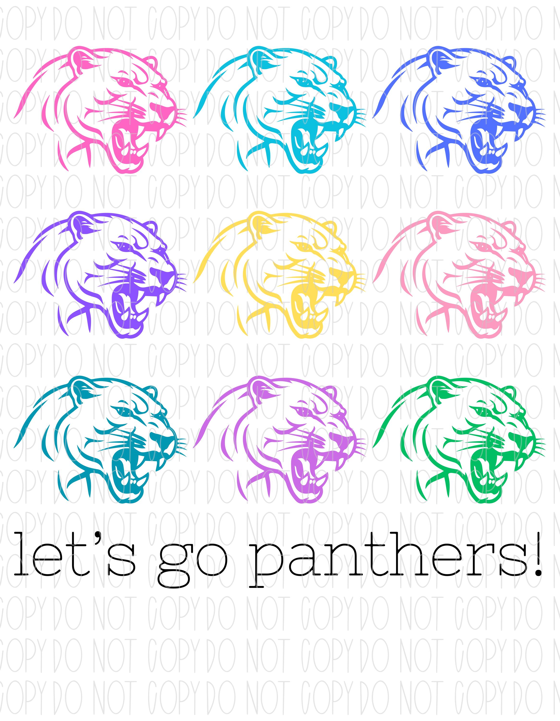Panthers, Mascot, Spirit Wear, Let's Go Panthers, Colorful Collage ...