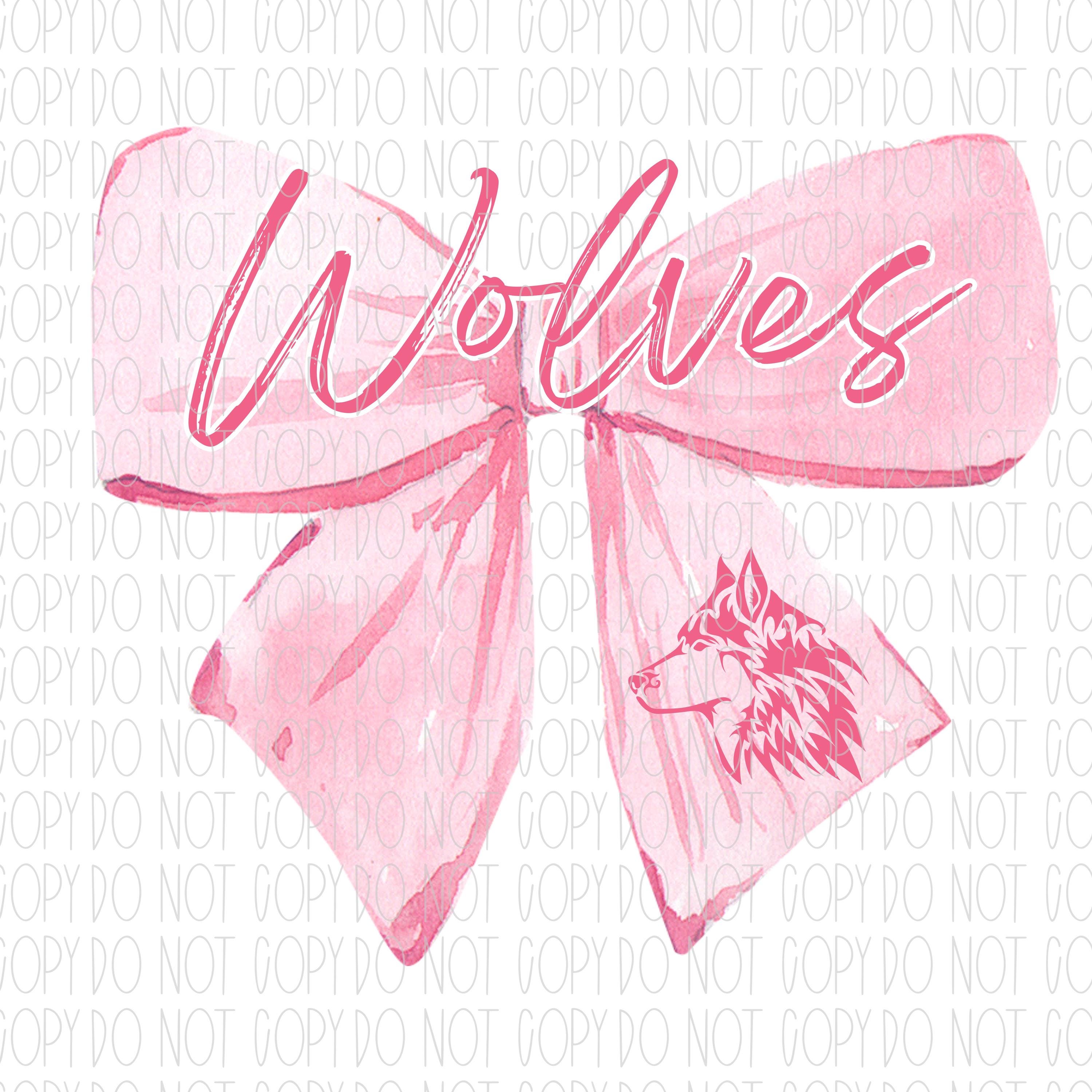 Wolves Pink Mascot, Pink Coquette Bow, Watercolor, Preppy, Png ...