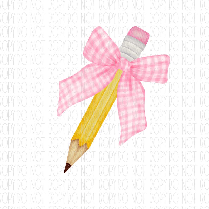 Grandmillennial Watercolor Pencil, Preppy Pink Gingham Bow, Back to ...