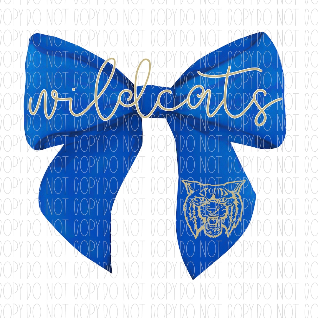 Wildcats Mascot Coquette, Watercolor Bow, Blue and Gold, Wildcat, Png ...