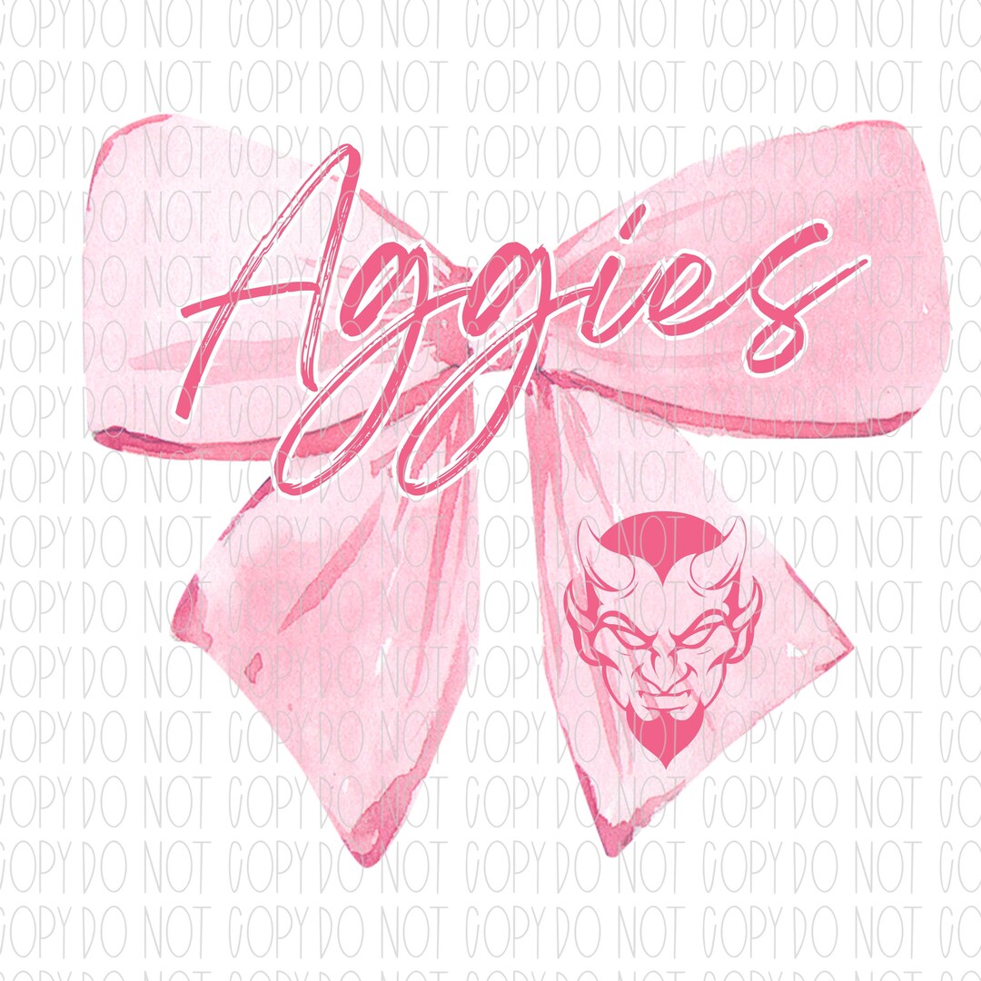 Aggies Pink Mascot, Pink Coquette Bow, Watercolor, Preppy, Png ...