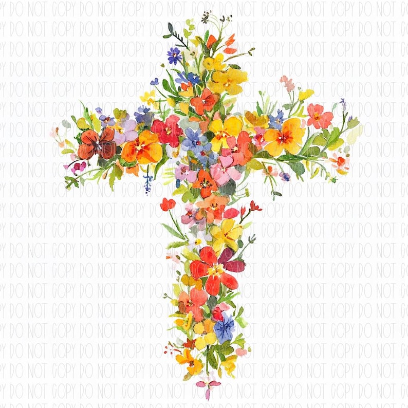 Floral Cross Watercolor Design, Wildflower PNG, Digital Design - Etsy