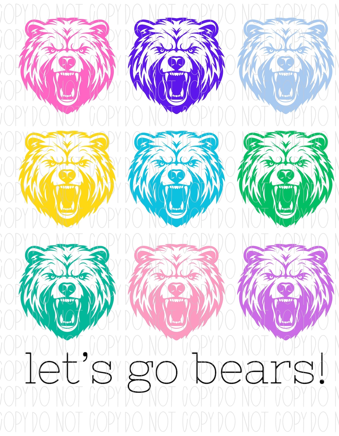 Bears, Mascot, Spirit Wear, Let's Go Bears, Colorful Collage, Preppy ...