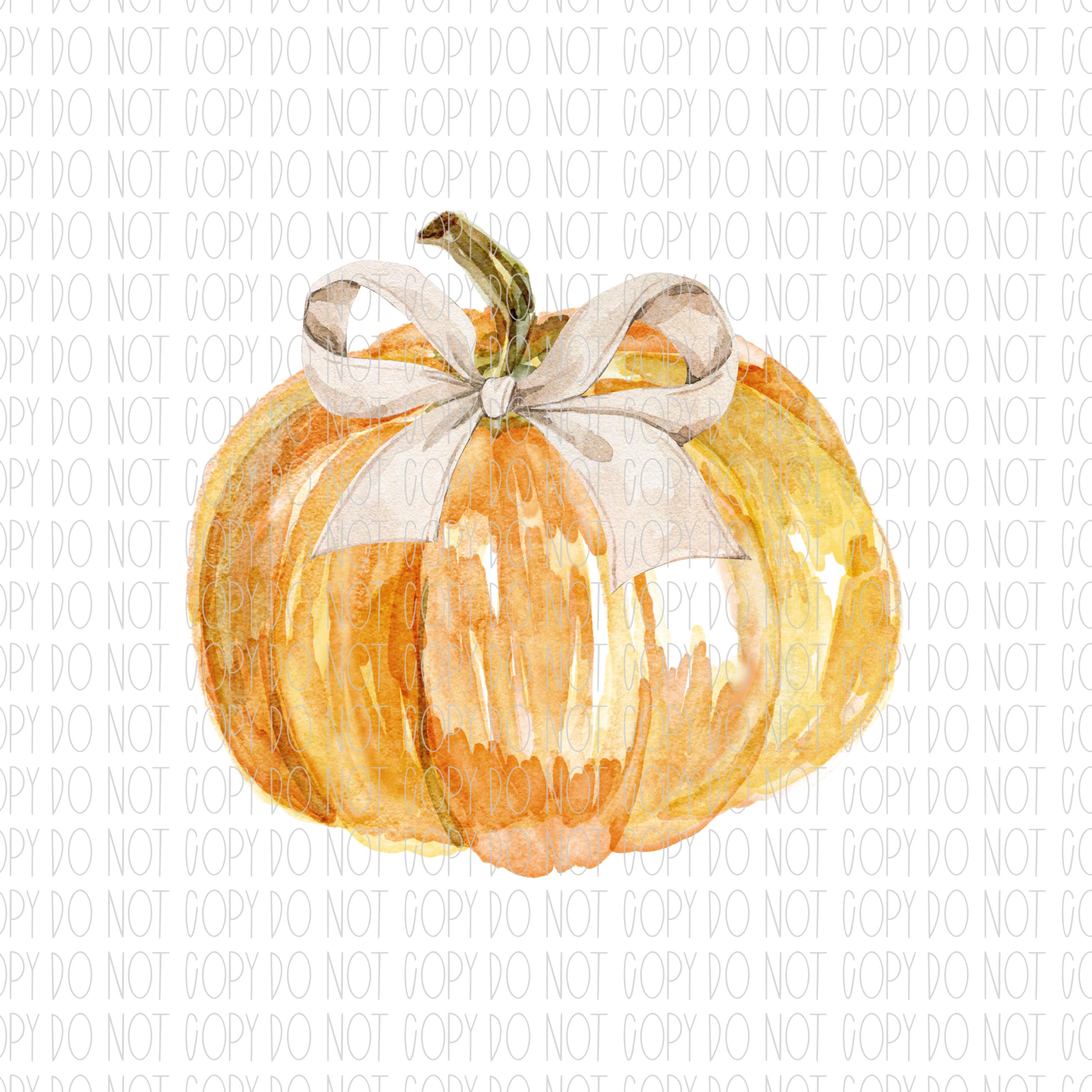 Pumpkin, Fall Pumpkin, Coquette Bow, Watercolor Pumpkin, Fall ...