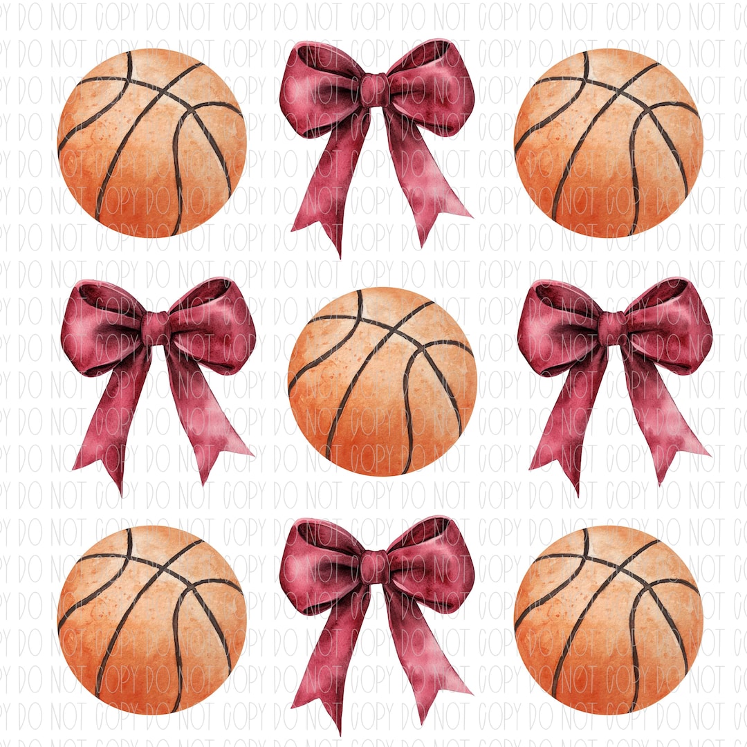 Basketball With Bow, Basketball Team, Watercolor Basketball, Spirit ...