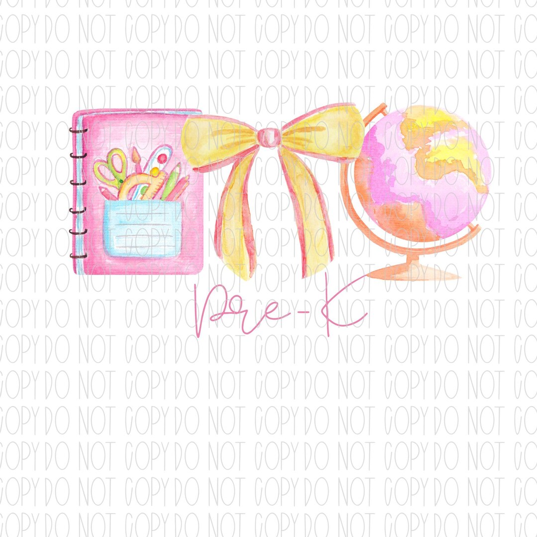 Back to School, Pre-k, Watercolor Coquette, Preppy, Bow, Girly, School ...