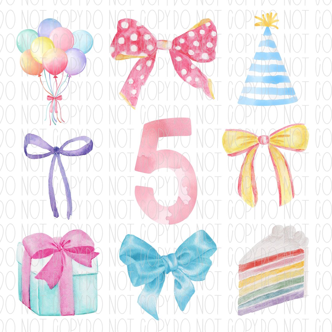 5th Birthday, Girl Birthday Coquette, Birthday Collage, Five, Fifth ...