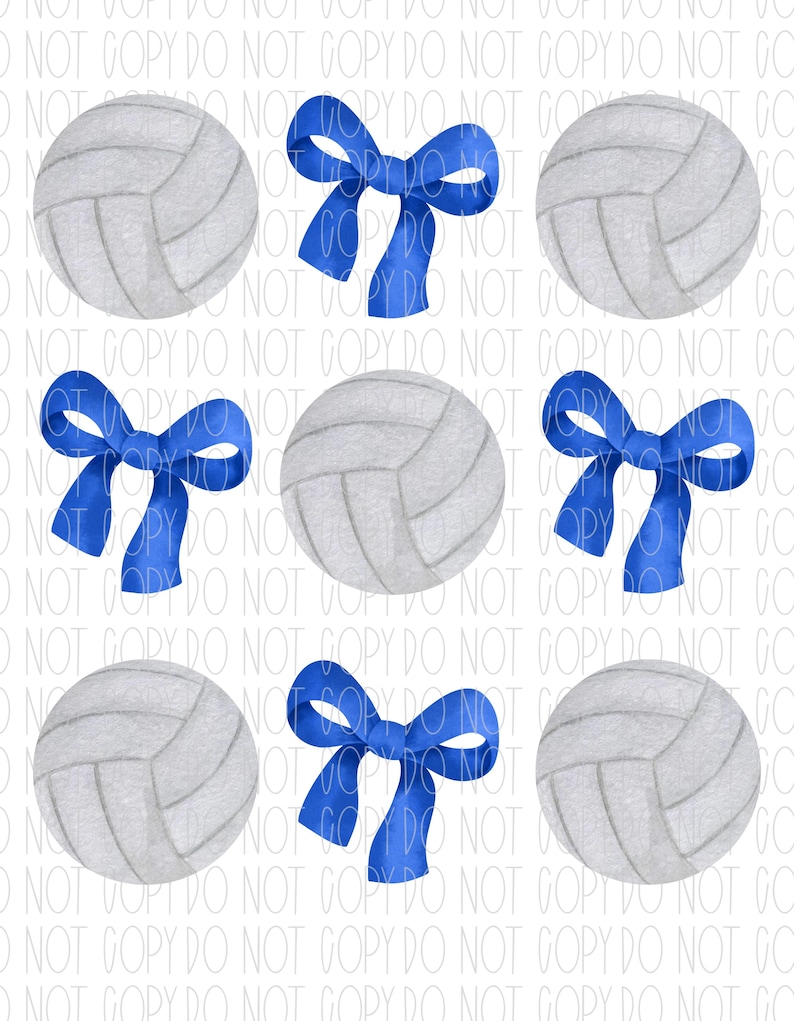 Volleyball Coquette Collage, Watercolor Bow Volleyball, Royal Blue ...