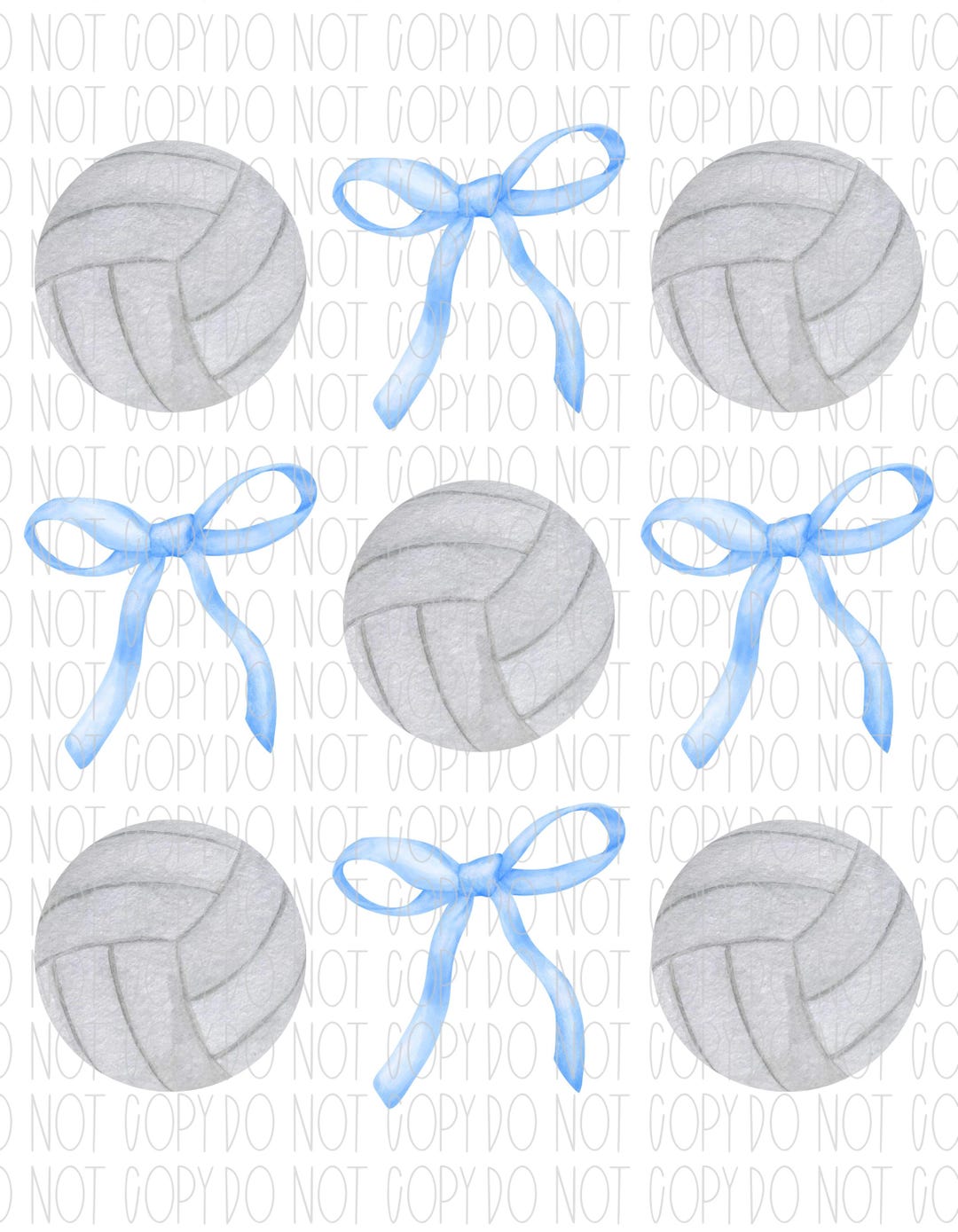 Volleyball Coquette Collage, Light Blue, Watercolor Bow Volleyball ...