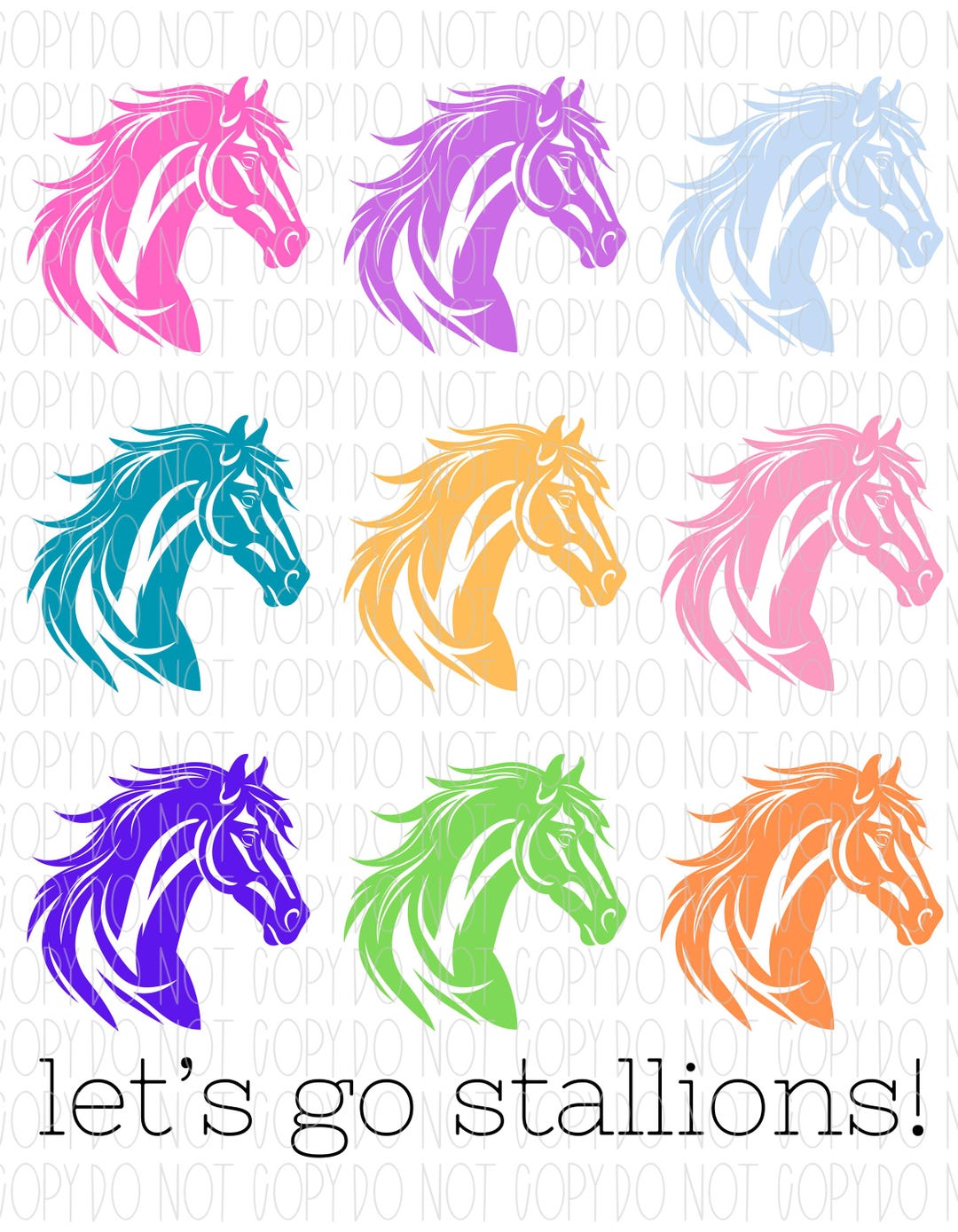 Stallions, Mascot, Spirit Wear, Let's Go Stallions, Colorful Collage ...