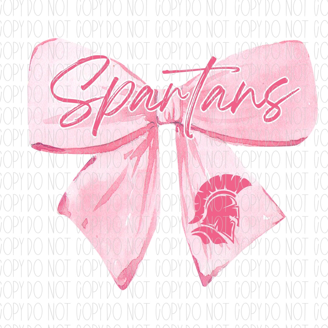 Spartans Pink Mascot, Pink Coquette Bow, Watercolor, Preppy ...