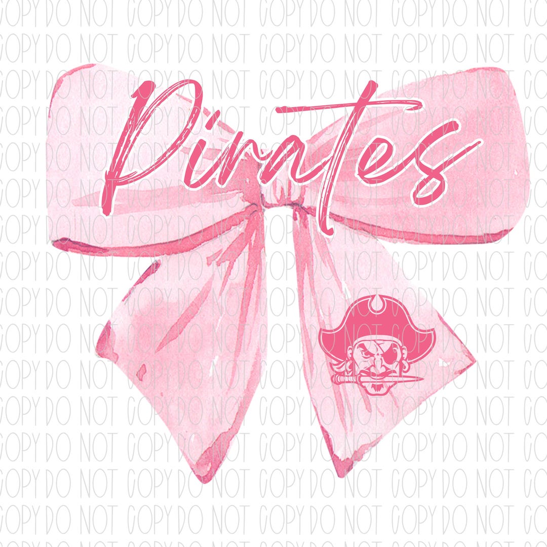 Pirates Pink Mascot, Pink Coquette Bow, Watercolor, Preppy, Sublimation ...