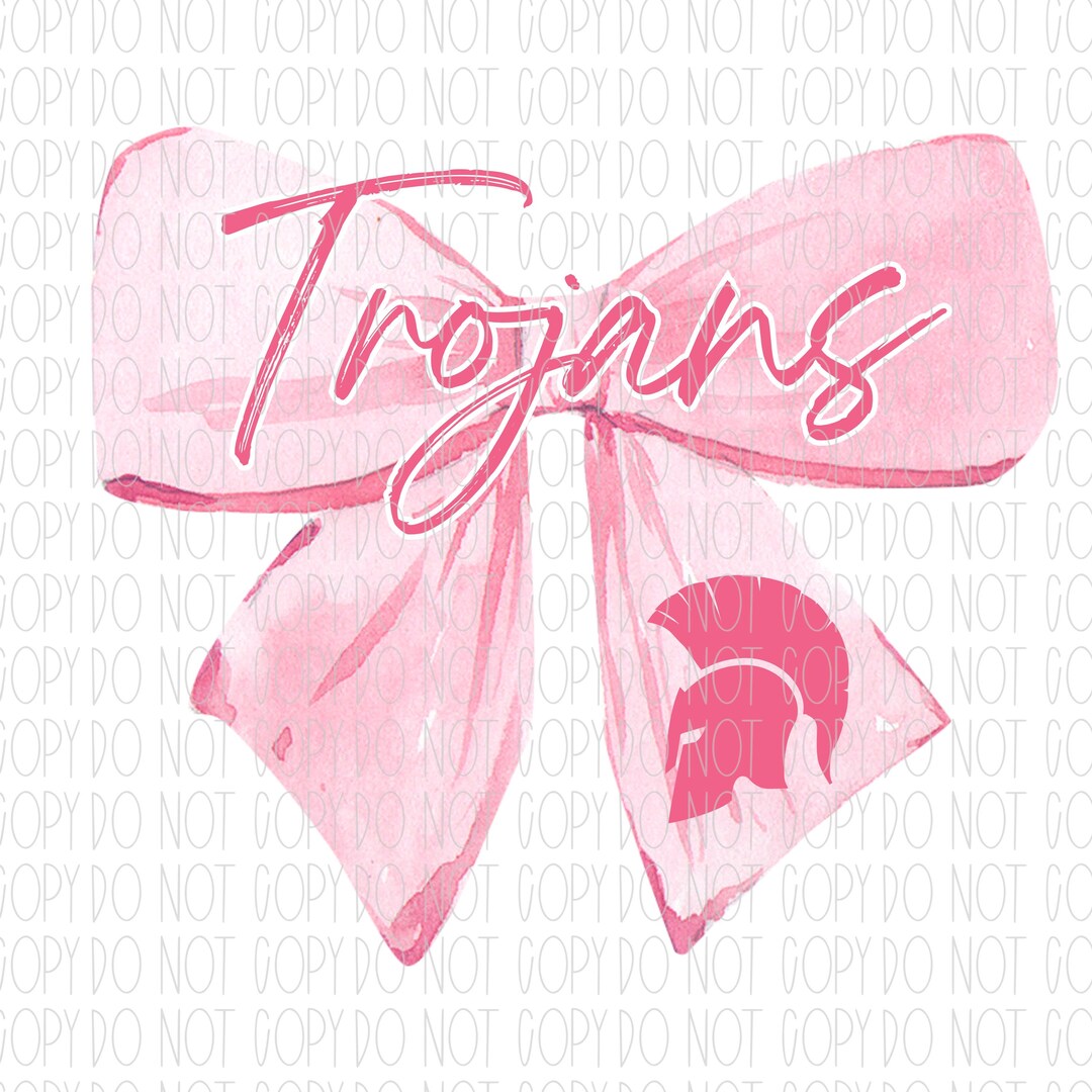 Trojans Pink Mascot, Pink Coquette Bow, Watercolor, Preppy, Png ...